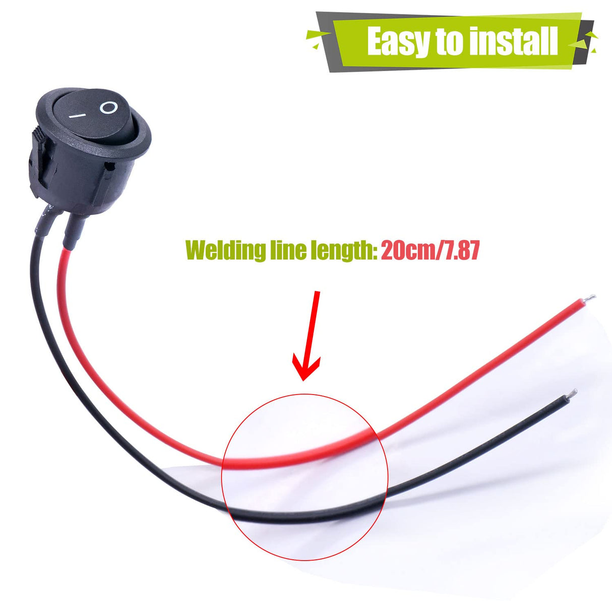 Rocker Switch ON/Off SPST 2Pin Latching Toggle Switch Snap Round with ...