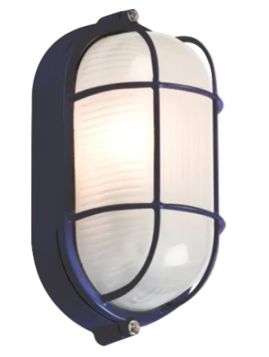 Black Oval Bulkhead with Metal Wire Guard and Glass Diffuser ...